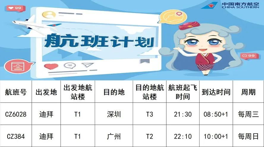 关于南航CZ6028&CZ384航前重要事项提醒 – 迪拜人